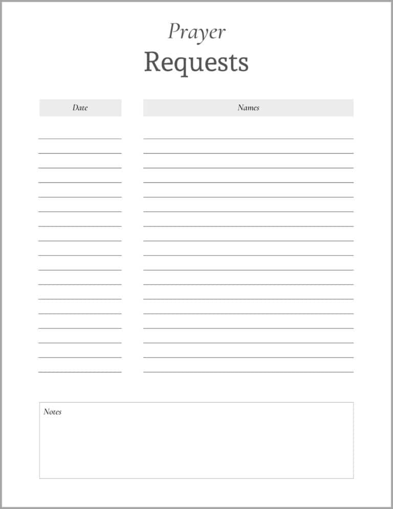 Free Printable Prayer List Templates