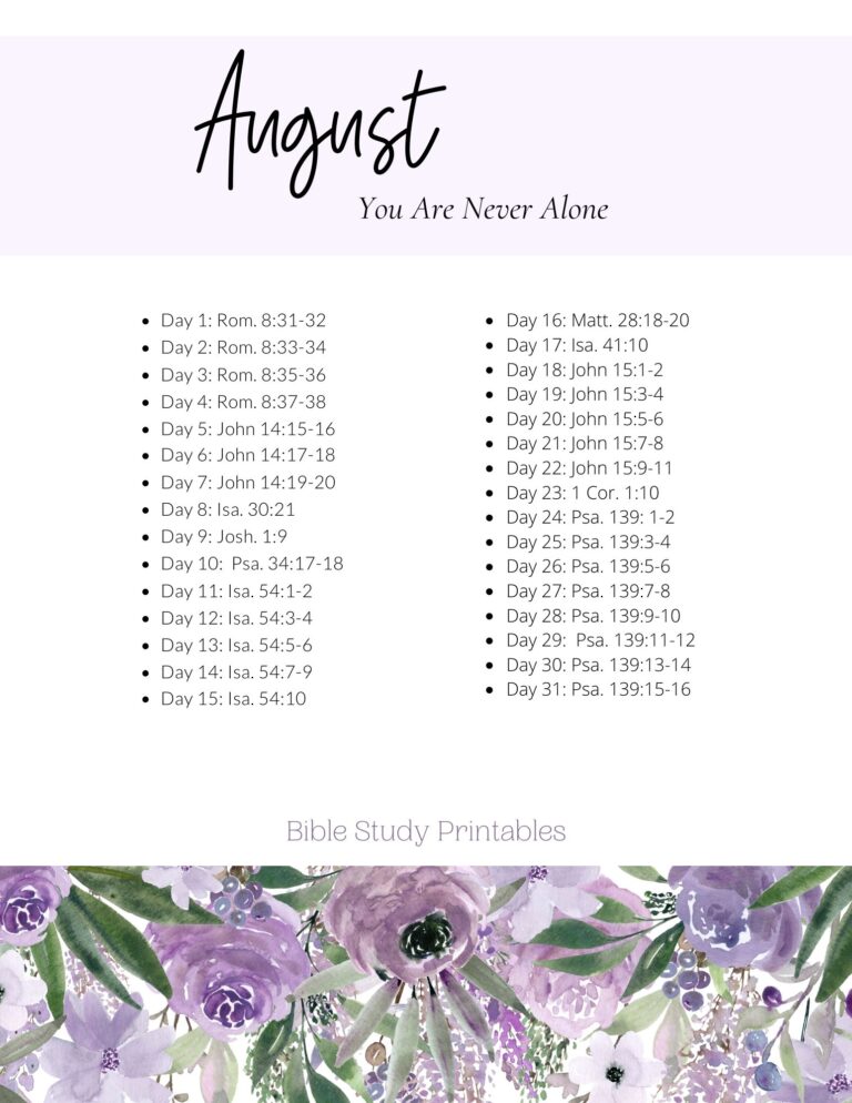 August Bible Reading Plans