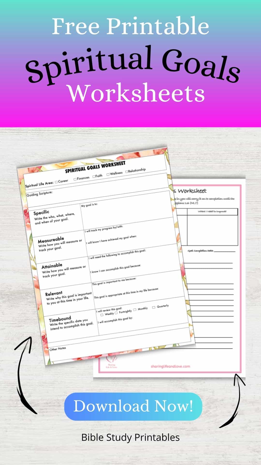 8 Spiritual Goals Examples and Spiritual Goals Worksheets