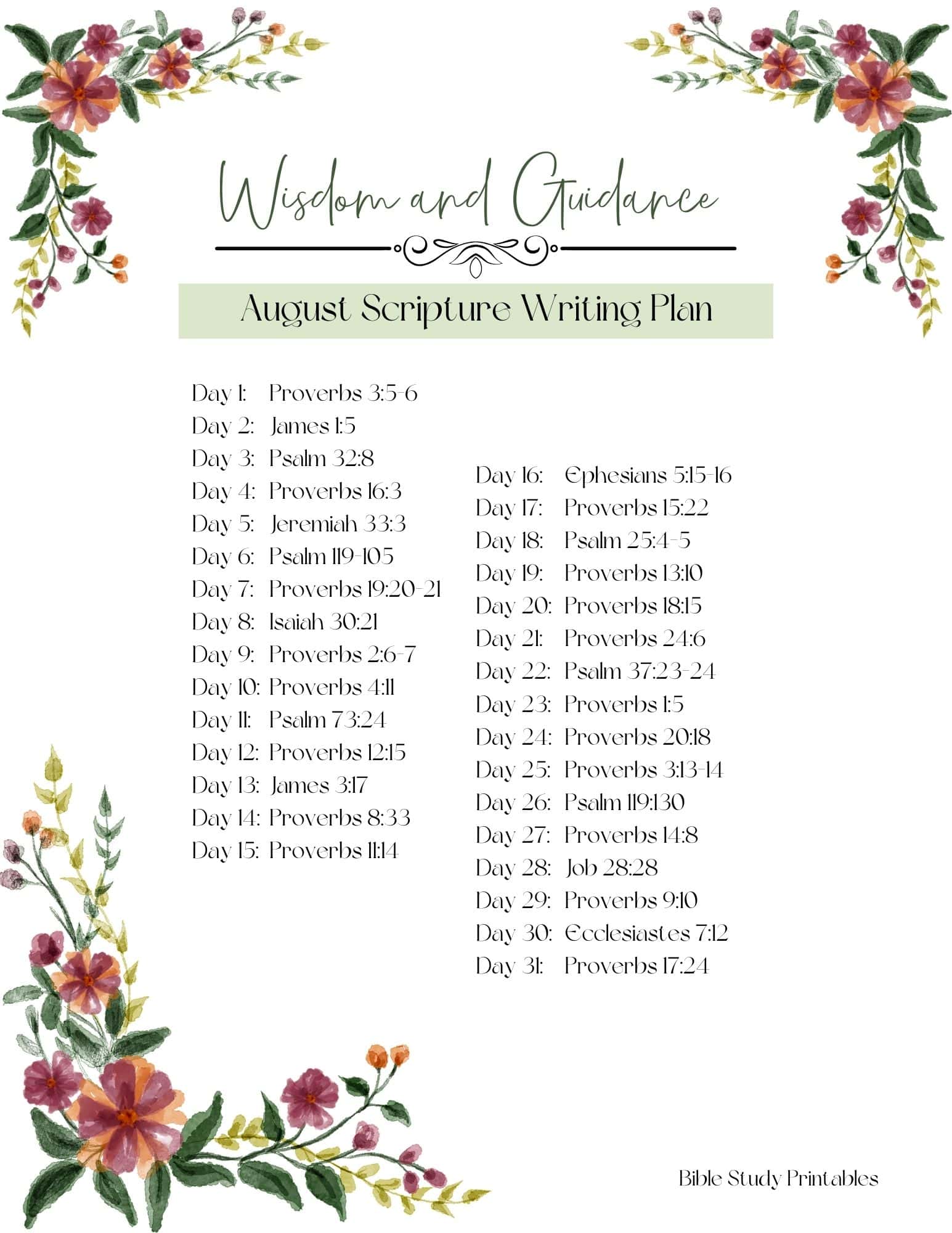 Free Printable Scripture Writing Plans