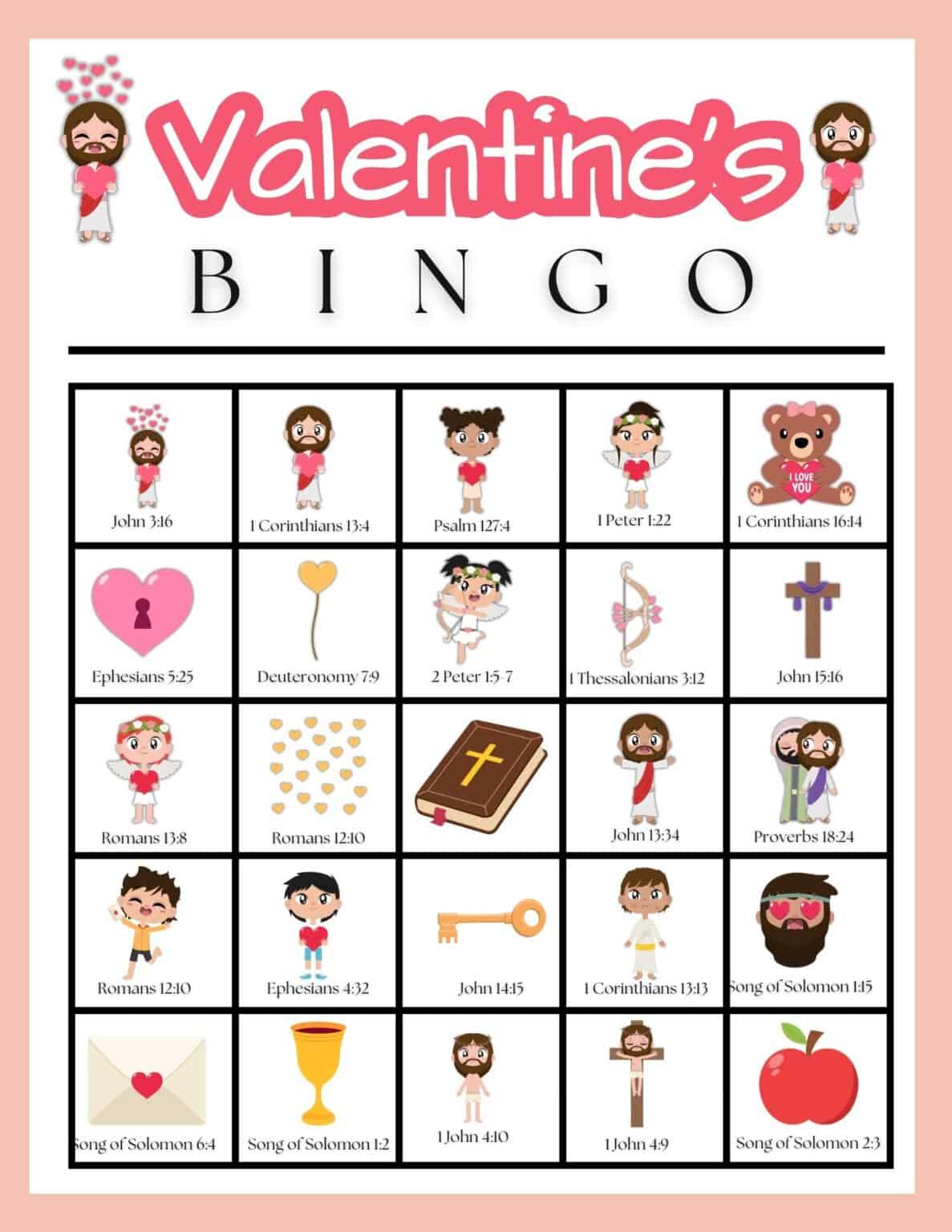 Printable Christian Valentine Bingo Cards