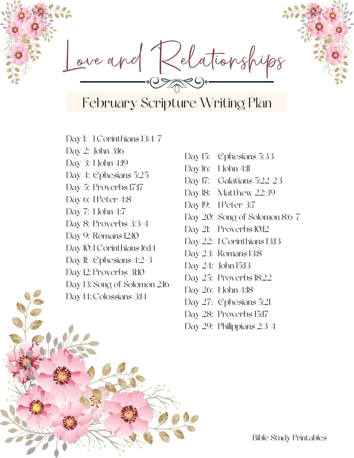 Free Printable Scripture Writing Plans