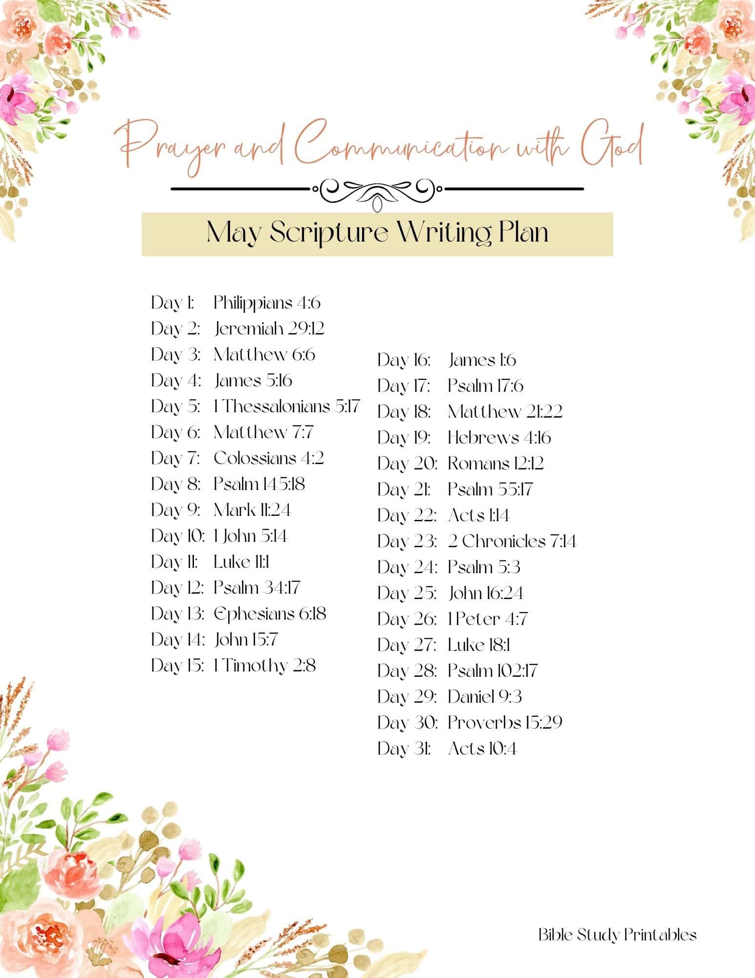 Free Printable Scripture Writing Plans